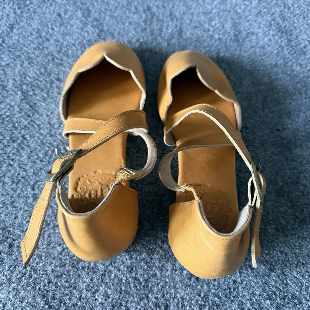 ELF | Shoes | Bali Elf Women 7 Mangrove Mustard Leather Scalloped Cross ...